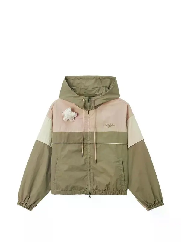 MINI CREAM Colour-block Hooded Jacket - Green