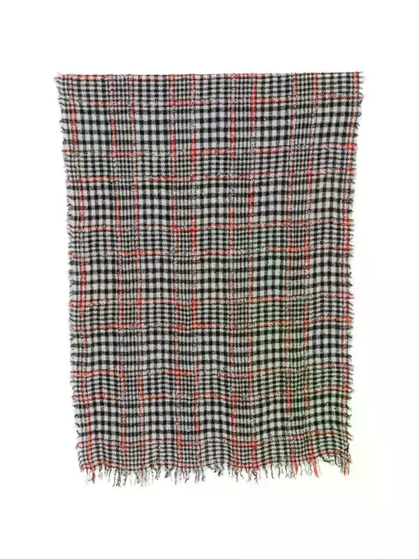 Faliero Sarti Check-pattern Frayed-edge Scarf