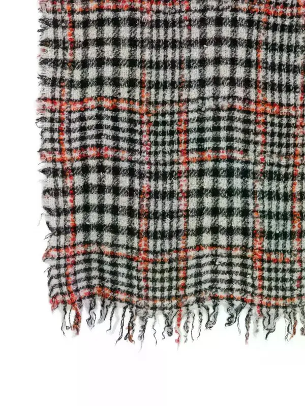 Faliero Sarti Check-pattern Frayed-edge Scarf