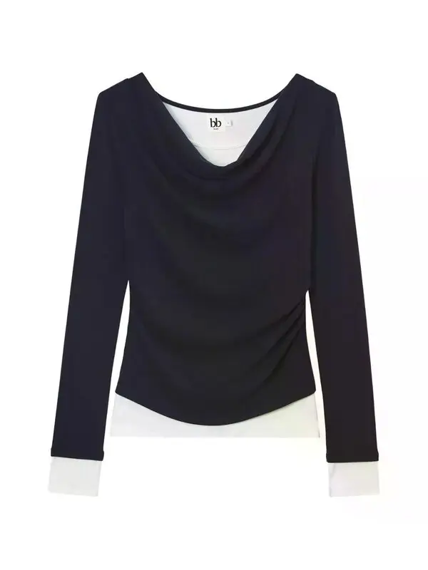 B+AB Cowl-neck Layered-effect Top - Blue