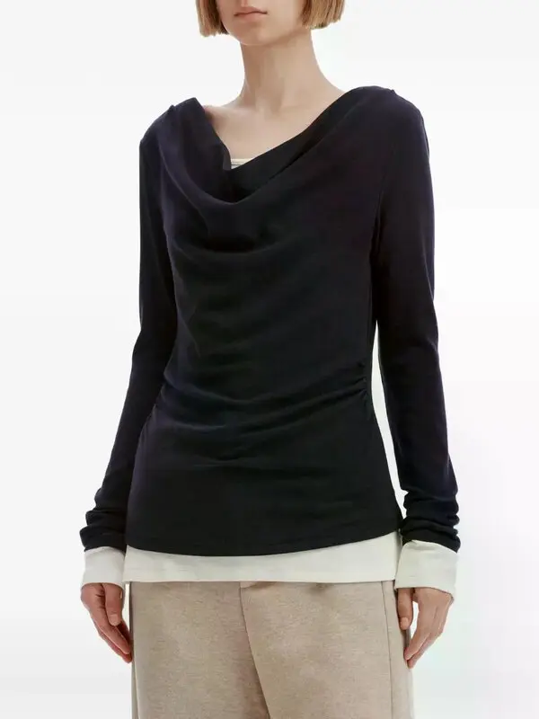 B+AB Cowl-neck Layered-effect Top