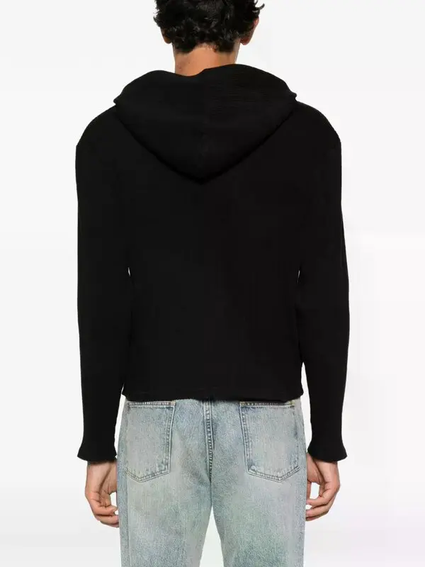SUNFLOWER Ribbed-knit Zip-up Hoodie