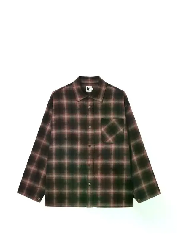 B+AB Check-pattern Button-up Shirt Jacket - Brown