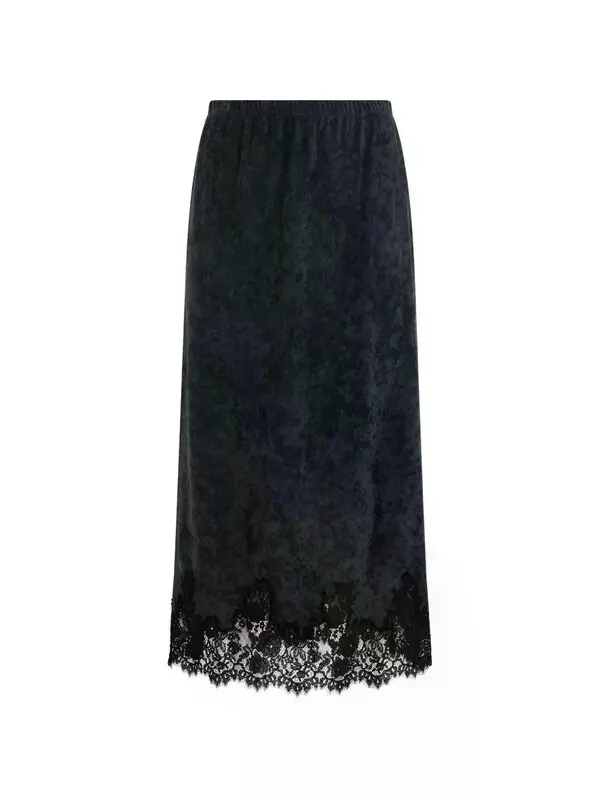 Alberta Ferretti Mid Lace-trim Flared Skirt - Grey