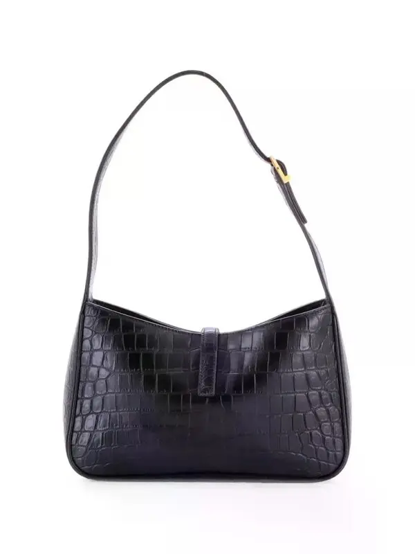 Saint Laurent Le 5 A 7 Crocodile Embossed Leather Small Hobo Bag