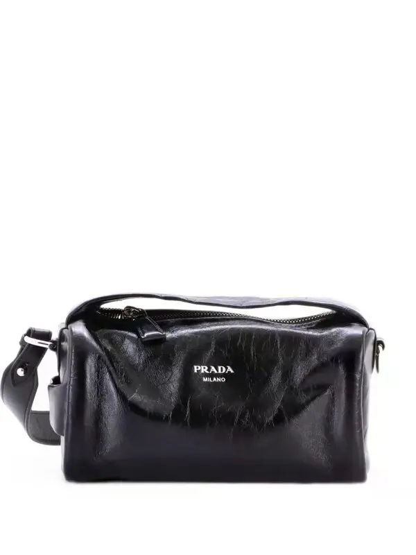 Prada Top Handle Calfskin Small Shoulder Bag - Black