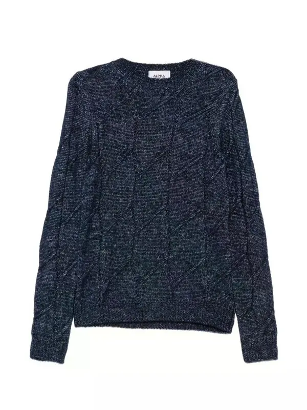 Alpha Studio Aran Cable-knit Crew-neck Sweater