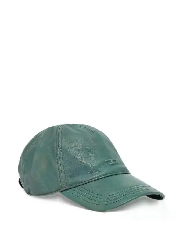 DIESEL® Baseball Cap In Treated Leather - Green
