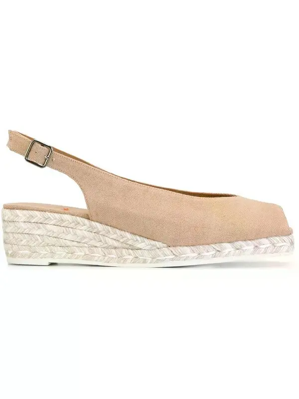 CastaÑer Wedged Slingback Peep Toe Sandals - Neutrals