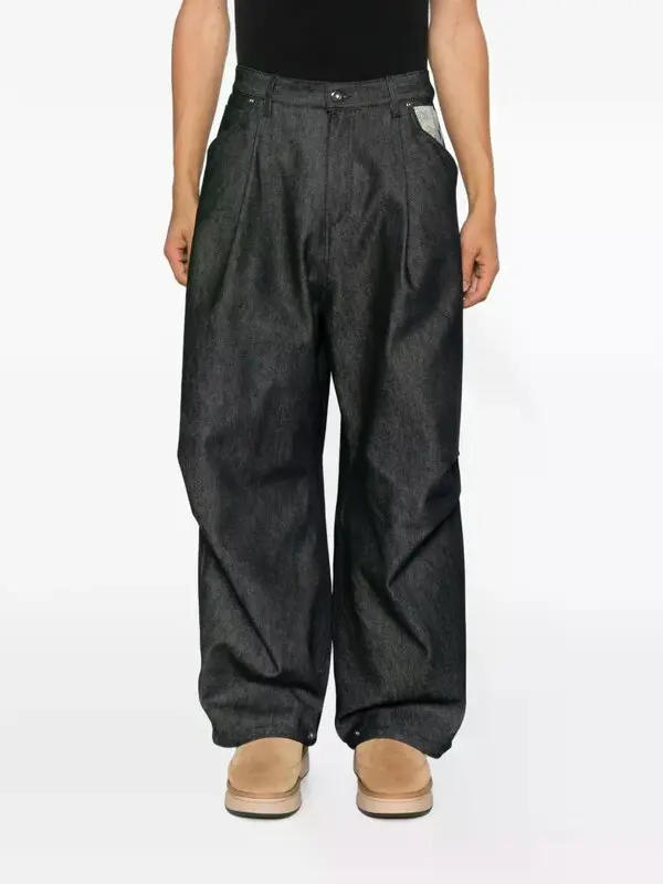 PDF Pleated Wide-leg Jeans