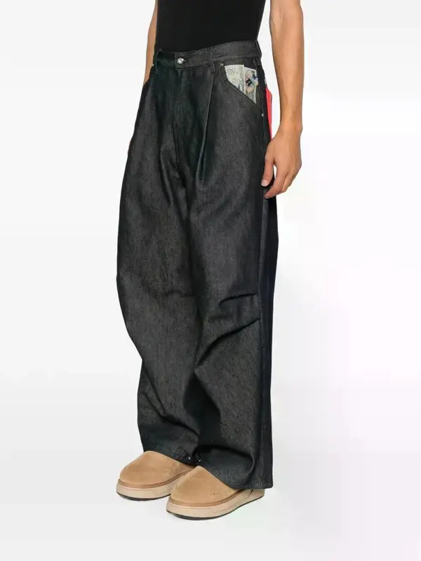 PDF Pleated Wide-leg Jeans