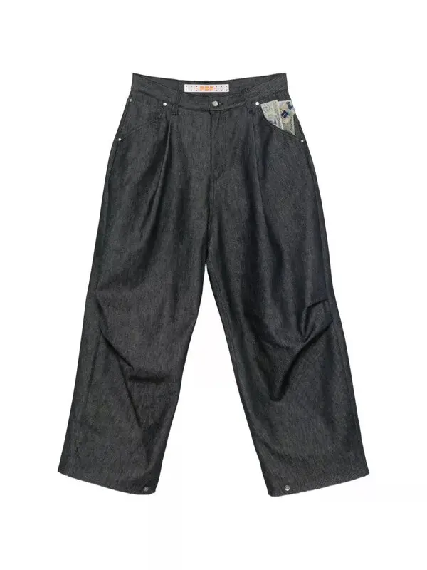 PDF Pleated Wide-leg Jeans
