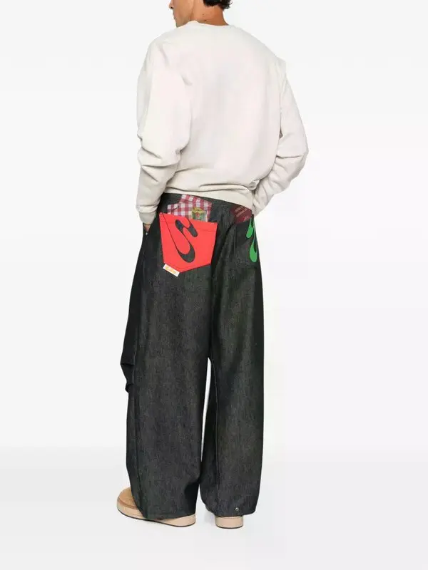 PDF Pleated Wide-leg Jeans