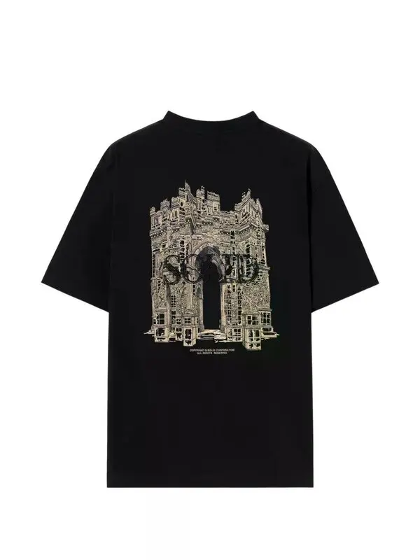 SOLID HOMME Paris Artwork Logo-patch T-shirt