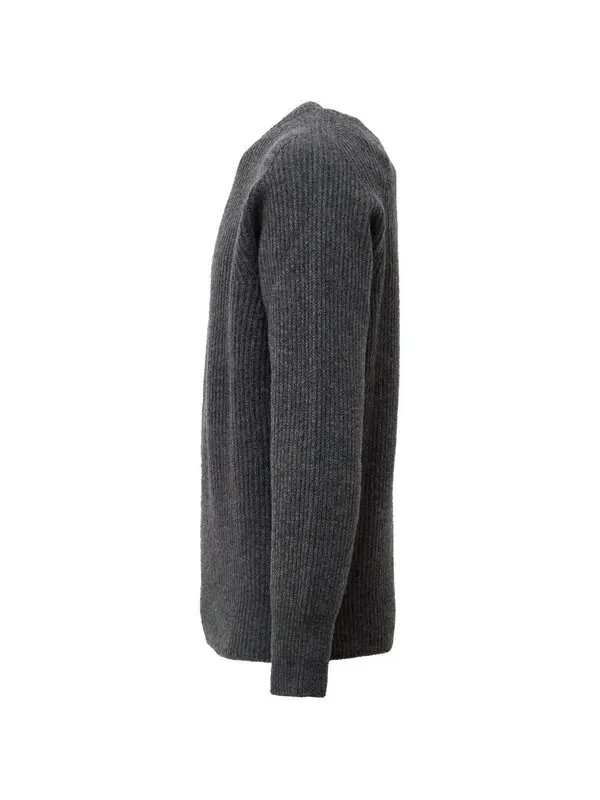 AMARANTO Ribbed-knit Henley Sweater - Grey