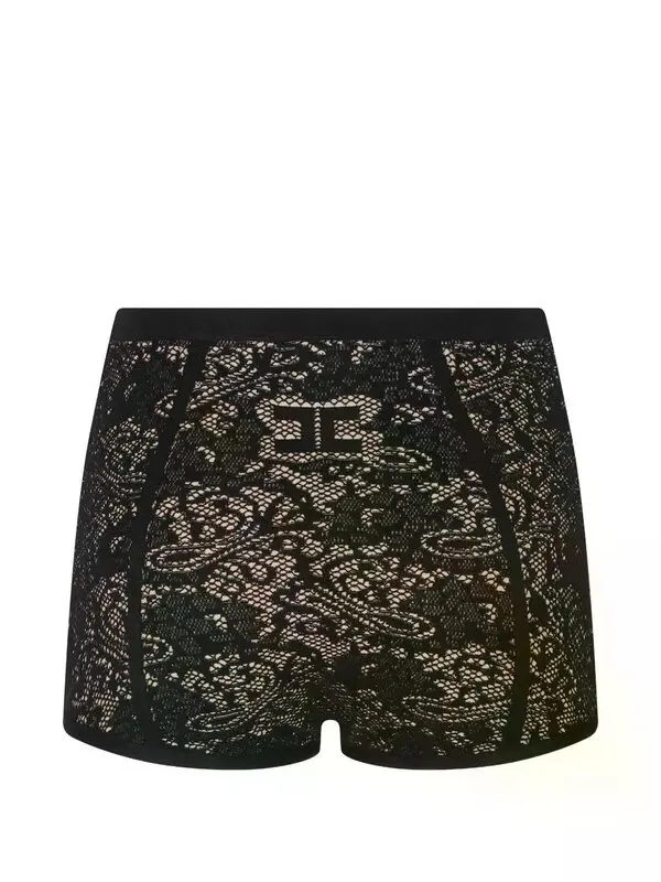 Elisabetta Franchi Lace-pattern Logo-detail Shorts