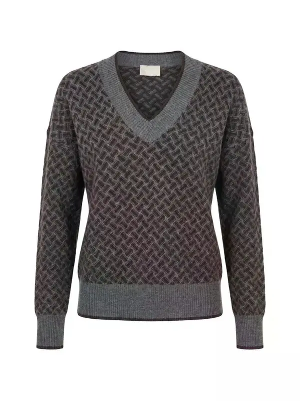 DRUMOHR Geometric-pattern V-neck Sweater - Brown