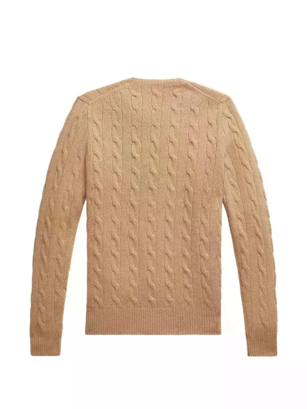 Polo Ralph Lauren Cable-knit Embroidered-logo Sweater - Brown