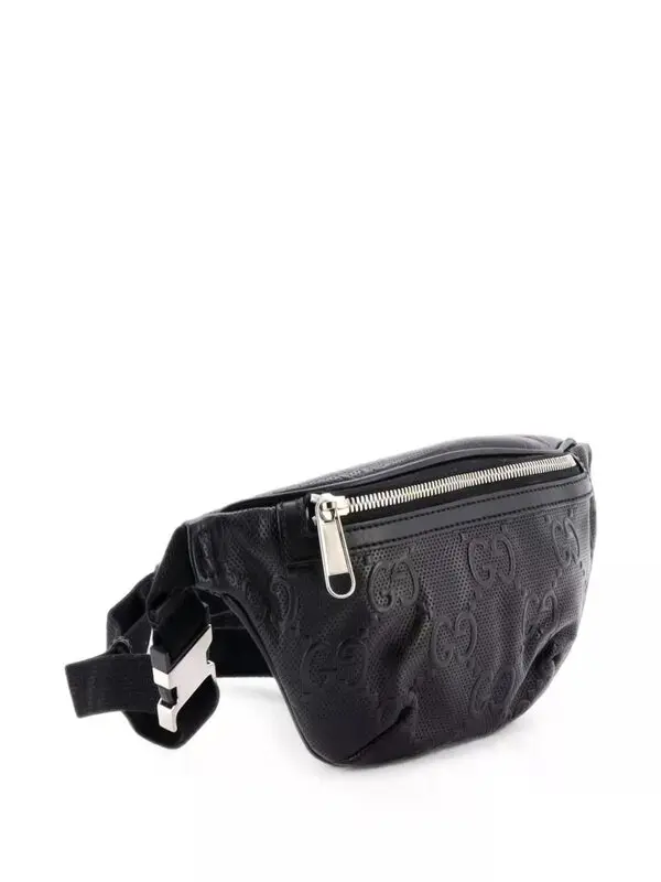 Gucci Gg Embossed Perforated Leather Small Belt Bag - Black