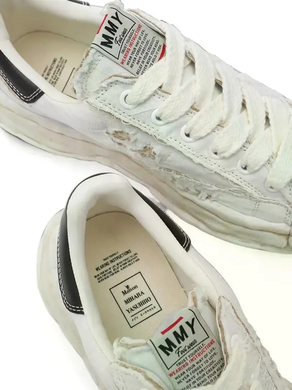Mihara Yasuhiro Blakey Og Sole Ripped Overdye Canvas Low-top Sneakers