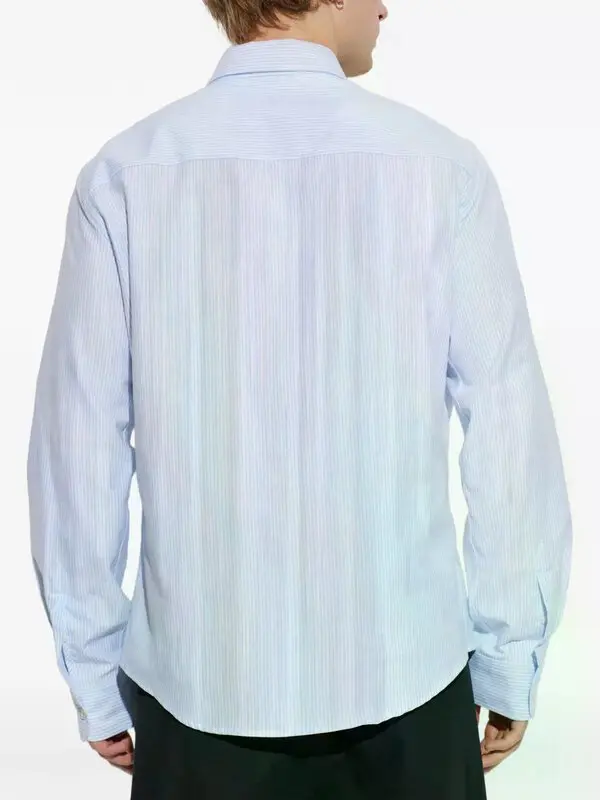 AMI Paris Striped Cotton Shirt With De Coeur