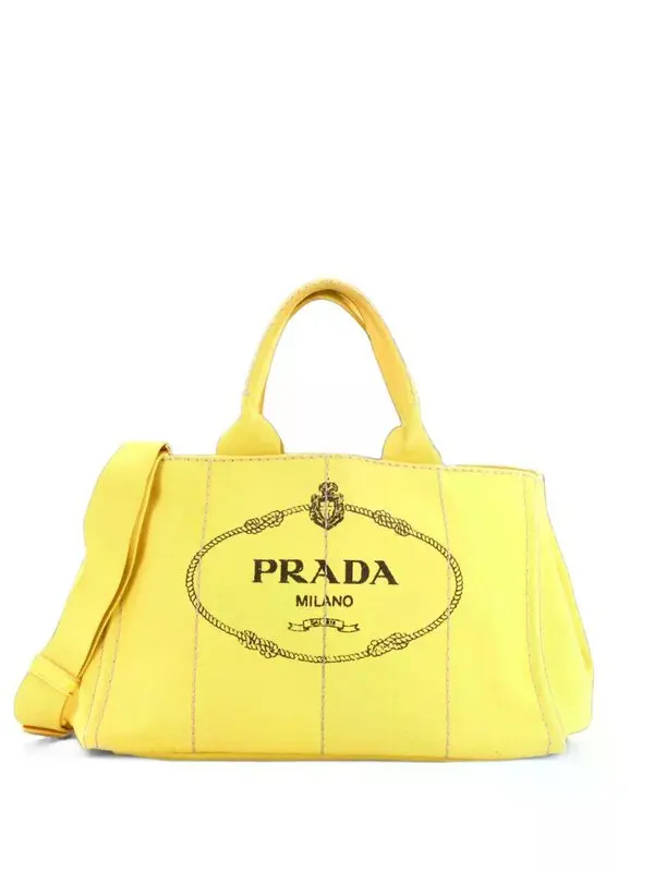 Prada Canapa Convertible Canvas Medium Tote Bag