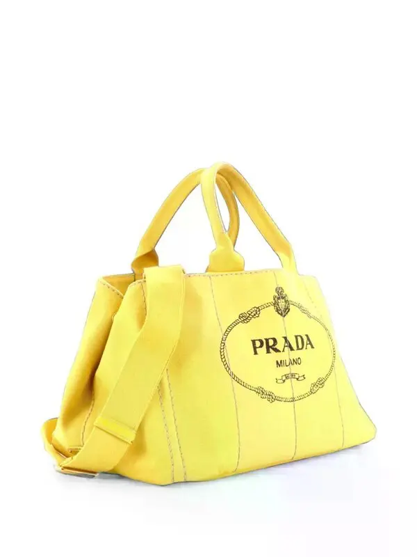 Prada Canapa Convertible Canvas Medium Tote Bag