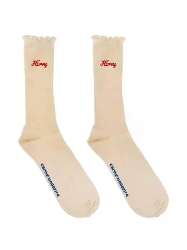 CARNE BOLLENTE Embroidered Ribbed Socks