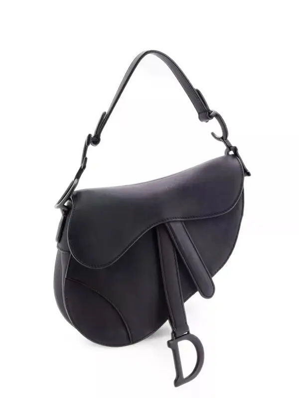 Dior Ultra Matte Saddle Handbag With Strap Leather Mini Shoulder Bag - Black
