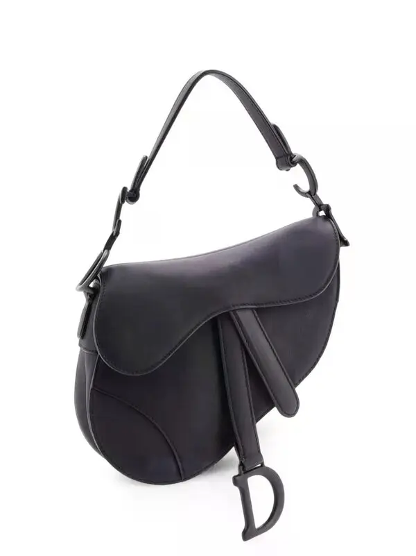 Dior Ultra Matte Saddle Handbag With Strap Leather Mini Shoulder Bag - Black