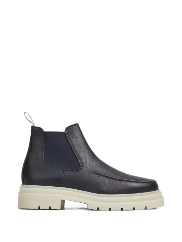AURELIEN Grained Leather Chelsea Boots - Blue