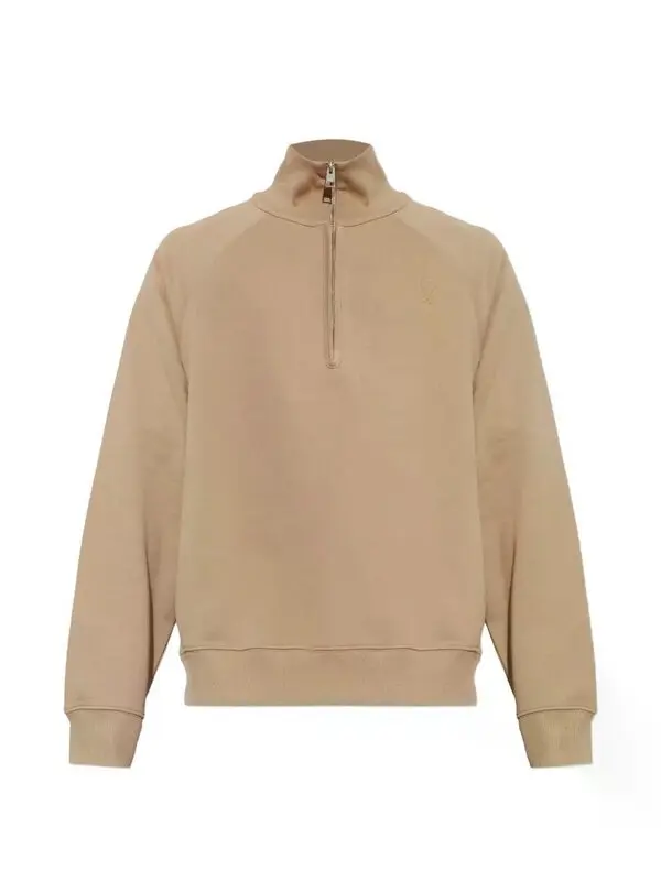 AMI Paris De Coeur-embroidered Sweatshirt - Neutrals