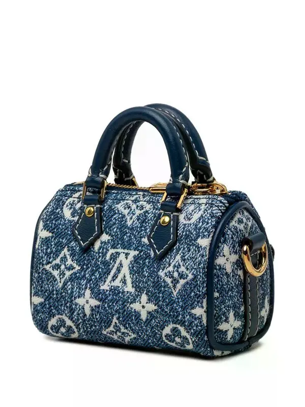 LOUIS VUITTON 2021 Monogram Jacquard Denim Micro Speedy Bag Charm Key Chain