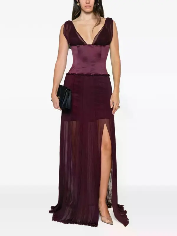 Ermanno Scervino Pleated Maxi Dress - Purple