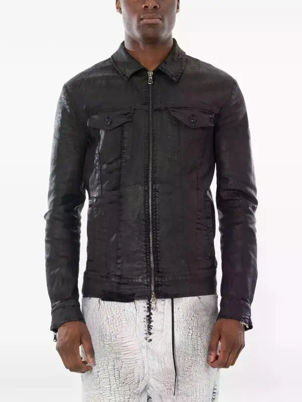 MD75 Cracked-effect Denim Jacket - Black