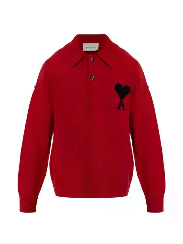 AMI Paris De Coeur Long-sleeve Polo Shirt