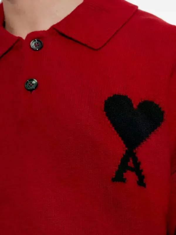 AMI Paris De Coeur Long-sleeve Polo Shirt