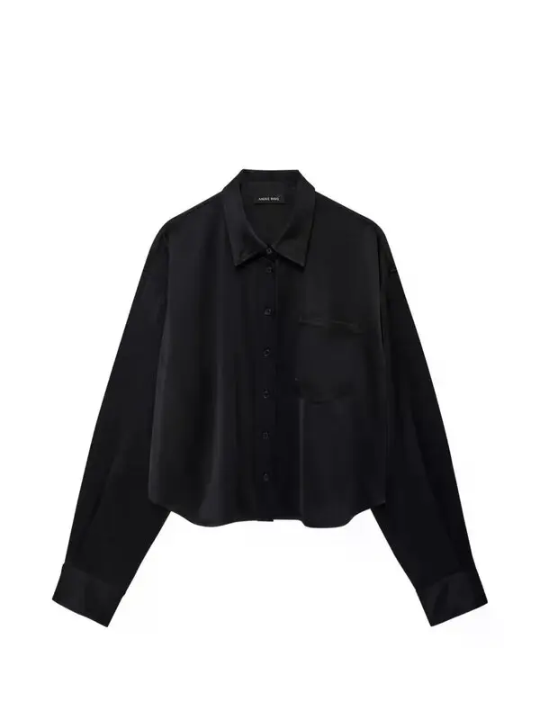 ANINE BING Scott Cropped Shirt - Black
