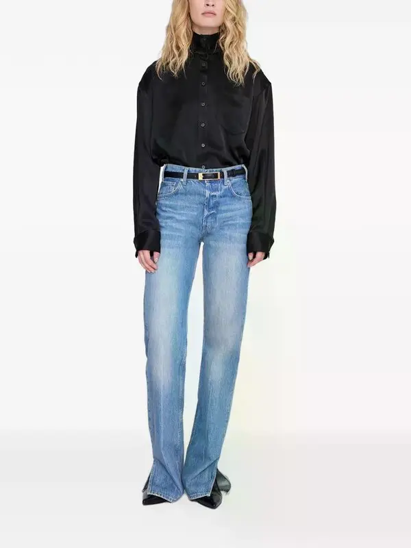 ANINE BING Scott Cropped Shirt - Onyx