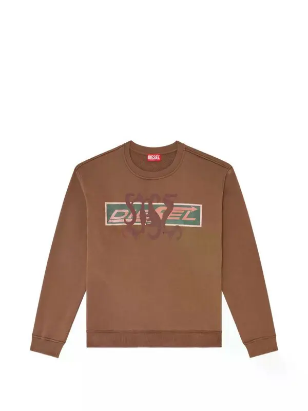 DIESEL® Sweatshirt With Graphic Prints And Patches - Brown