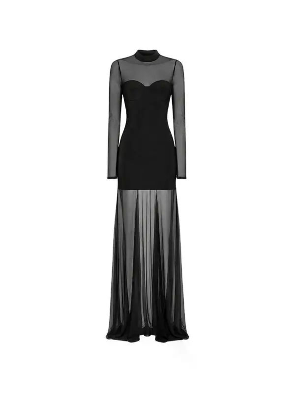 OW Kya Mesh-panel Maxi Dress - Black