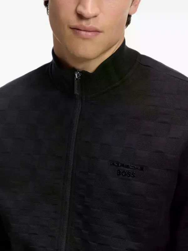 BOSS X Porsche Zip-up Sweatshirt With Pasha-check Jacquard