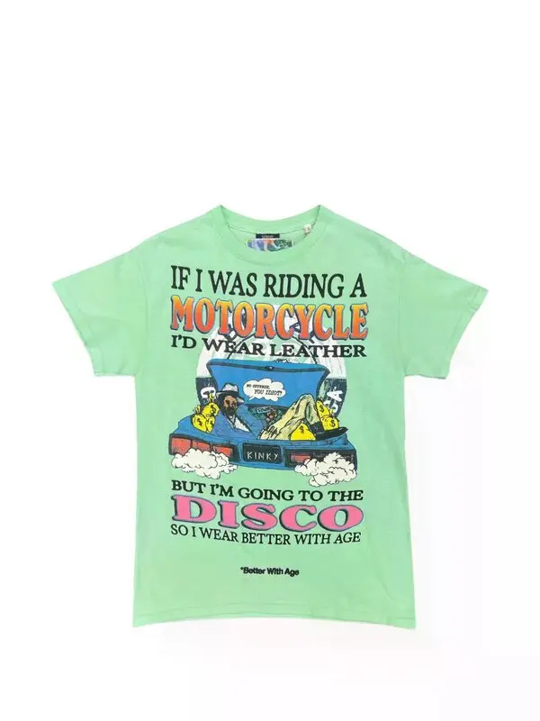 BETTER WITH AGE Donna Slogan-print T-shirt - Green