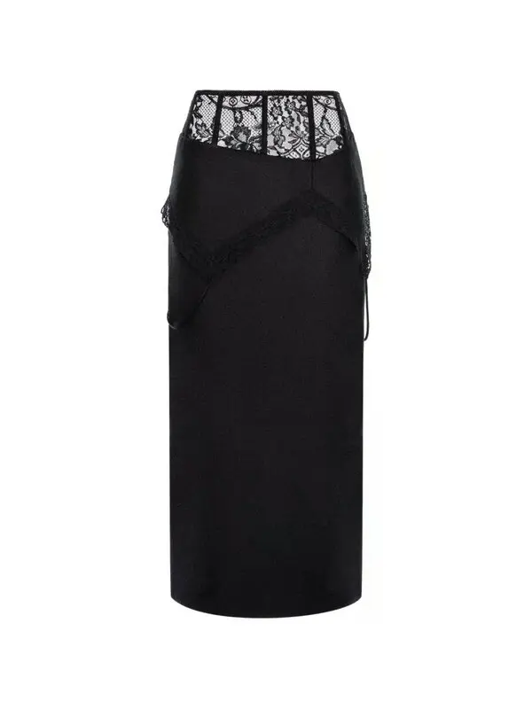 SEEN USERS Trousseau Lace-panelled Midi Skirt - Black
