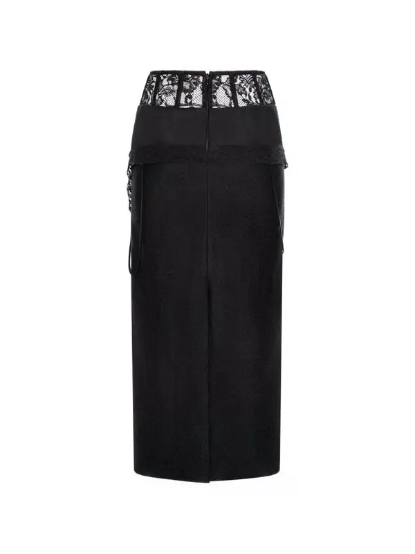 SEEN USERS Trousseau Lace-panelled Midi Skirt - Black