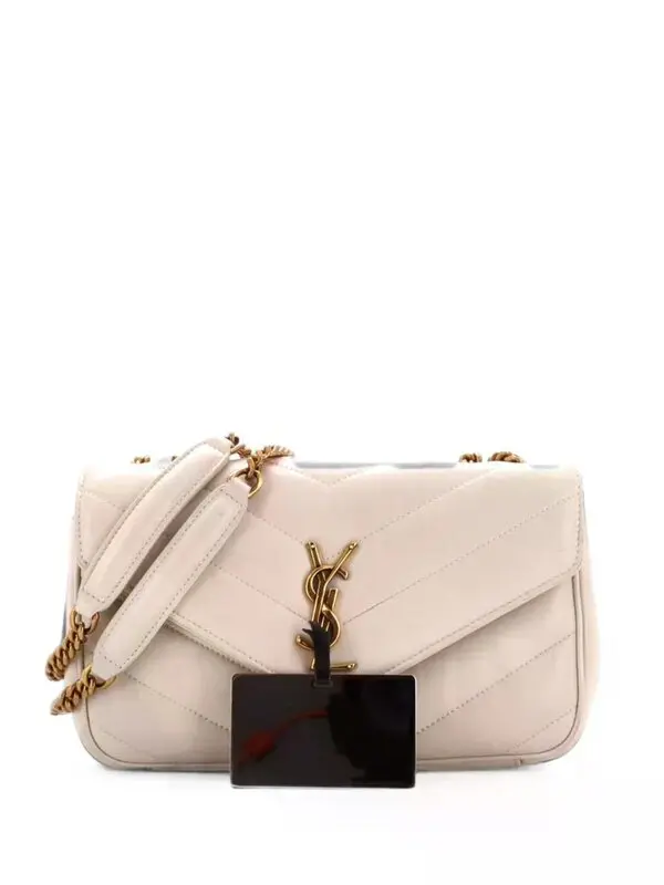 Saint Laurent Loulou Nm Shoulder Bag Matelasse Chevron Leather Small Crossbody Bag - White