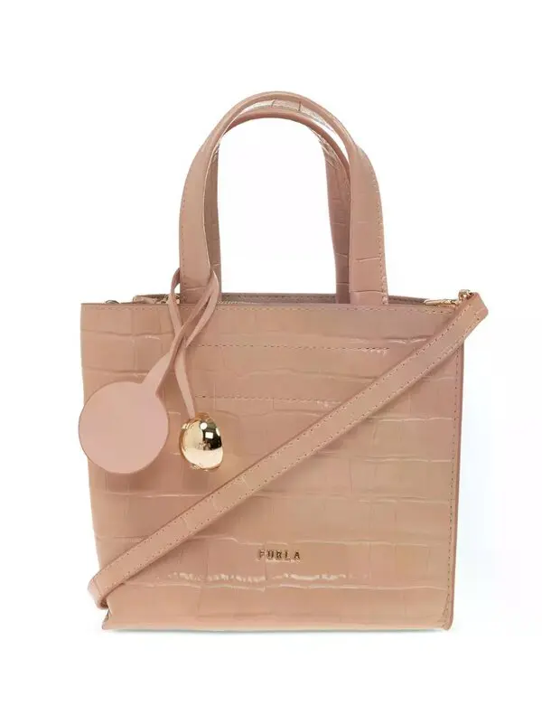 Furla Divide Croc-effect Leather Mini Bag - Neutrals