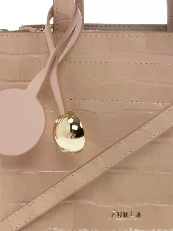 Furla Divide Croc-effect Leather Mini Bag - Neutrals