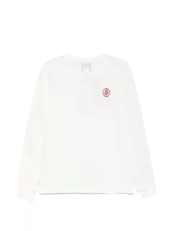 Drole De Monsieur Mirror Waffle-knit Long-sleeve T-shirt - White
