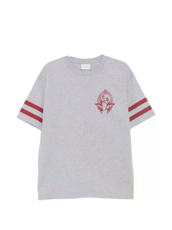 Drole De Monsieur Boxers Graphic-print Striped-sleeve T-shirt - Grey